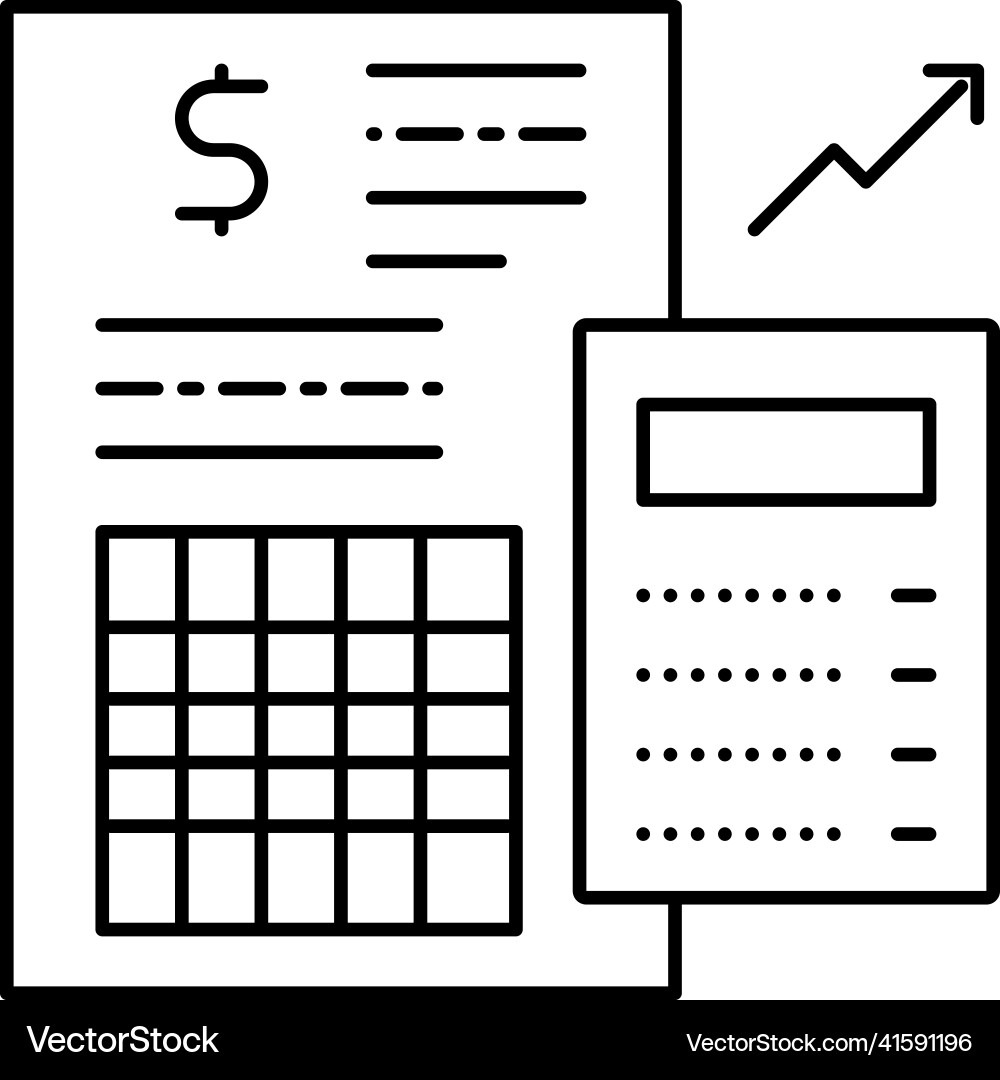 Financial report calculator line icon Royalty Free Vector