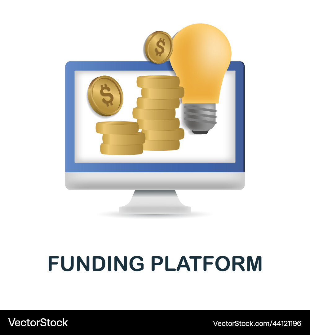 Funding platform icon 3d from crowdfunding Vector Image