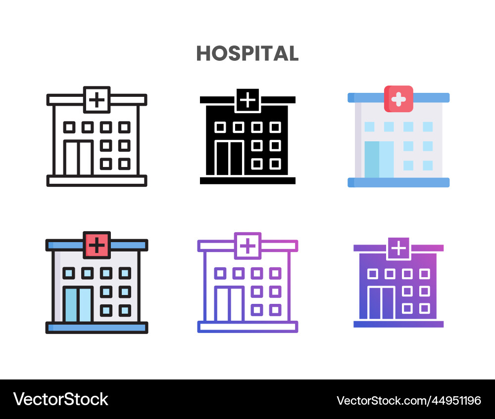 Hospital icons set with different styles Vector Image