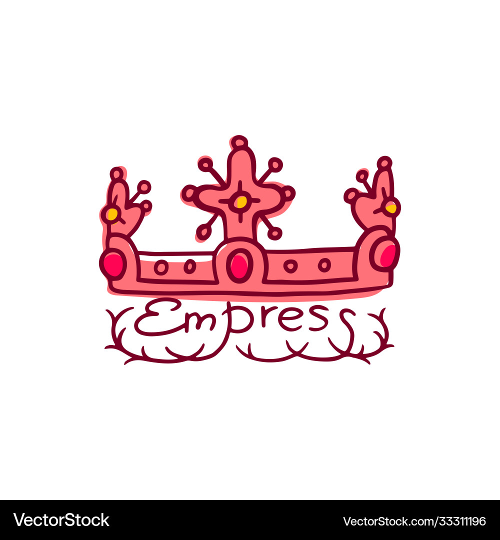 King or queen crown and empress word Royalty Free Vector