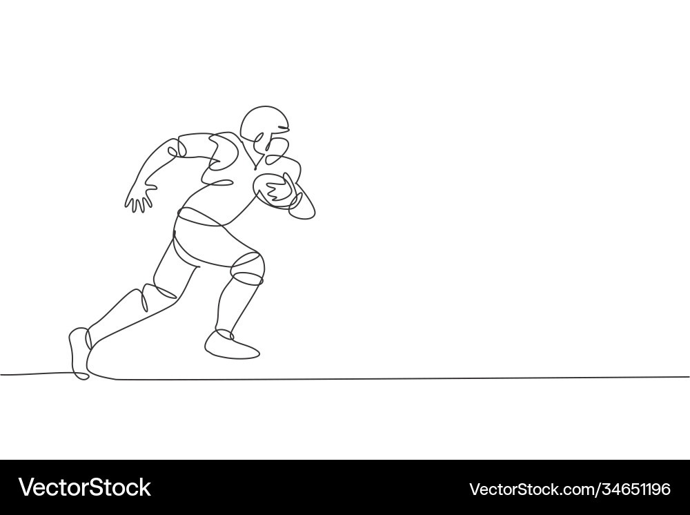 One Single Line Drawing Young Energetic Royalty Free Vector
