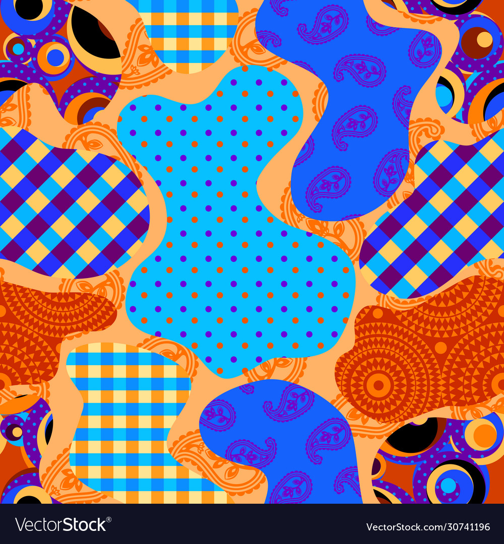 Patchwork Textile Pattern Seamless Quilting Vector Image