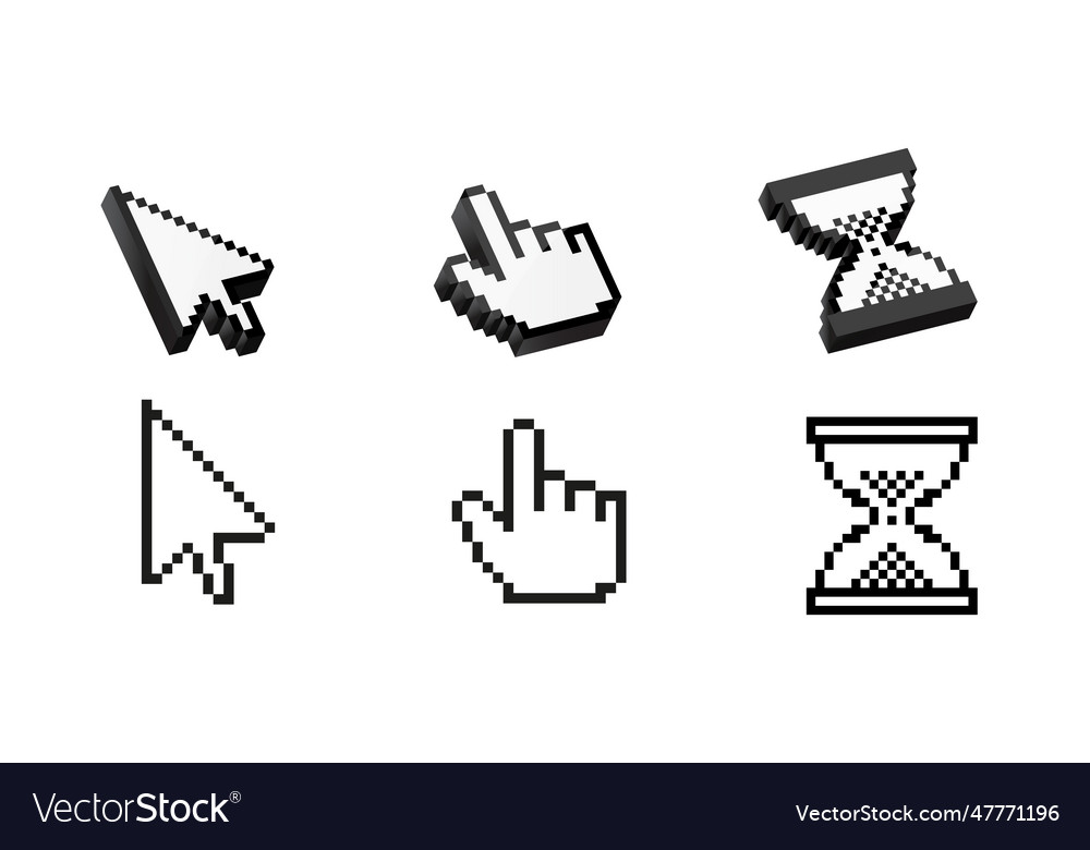 Pointer pixel cursor arrow finger Royalty Free Vector Image