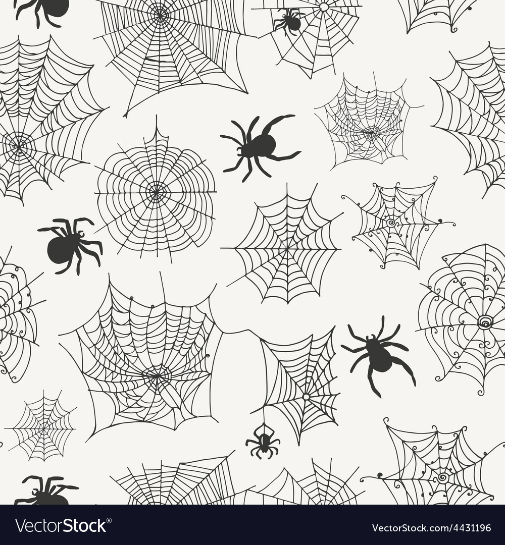 Seamless pattern with spiders on a white Vector Image
