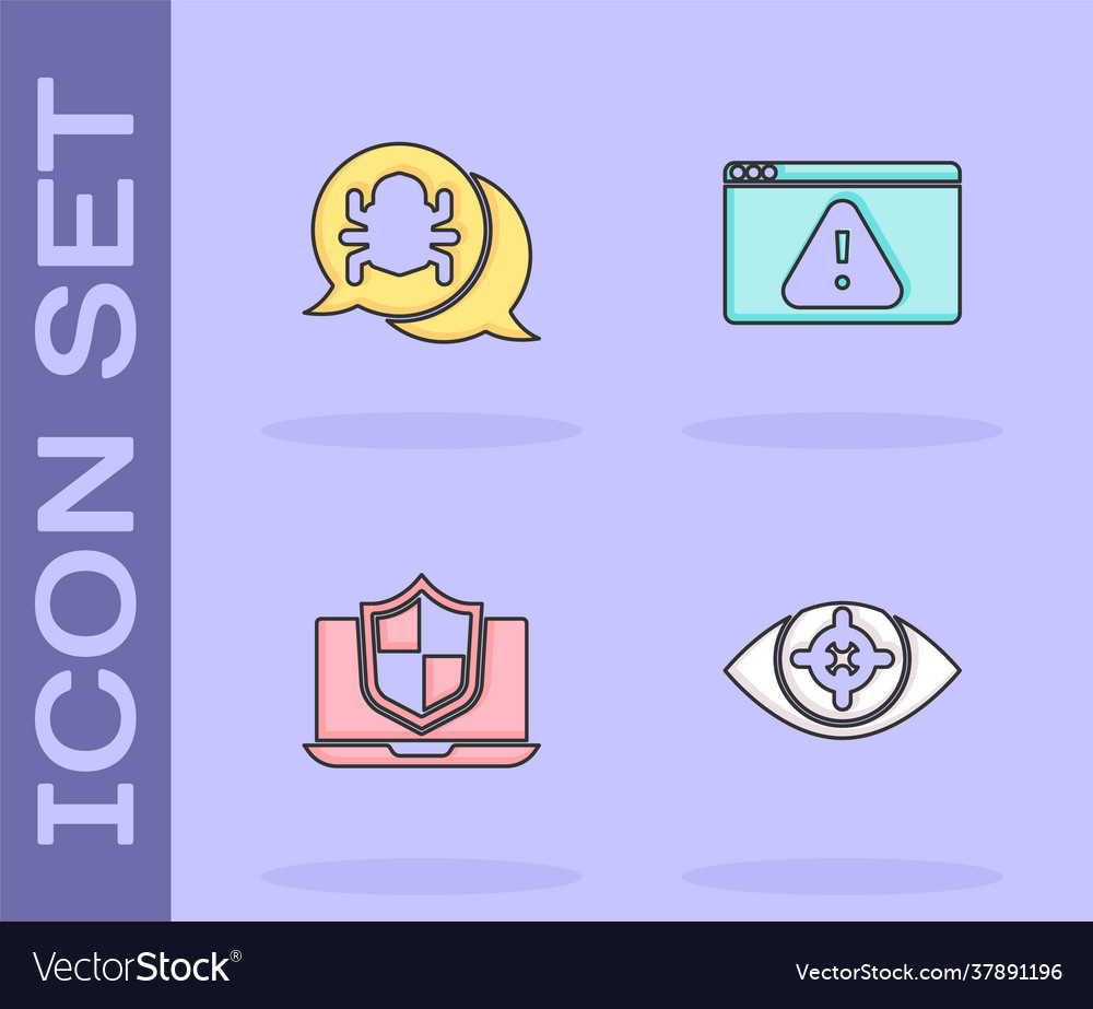 Set eye scan system bug laptop protected Vector Image Set eye scan system bug laptop protected Vector Image