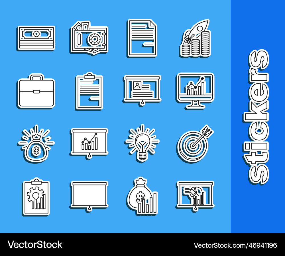 Set line board with graph chart target computer Vector Image