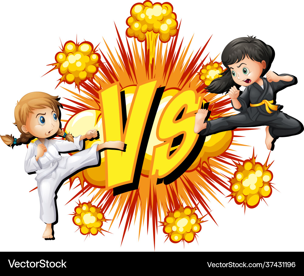 Two girls fighting on a white background Vector Image