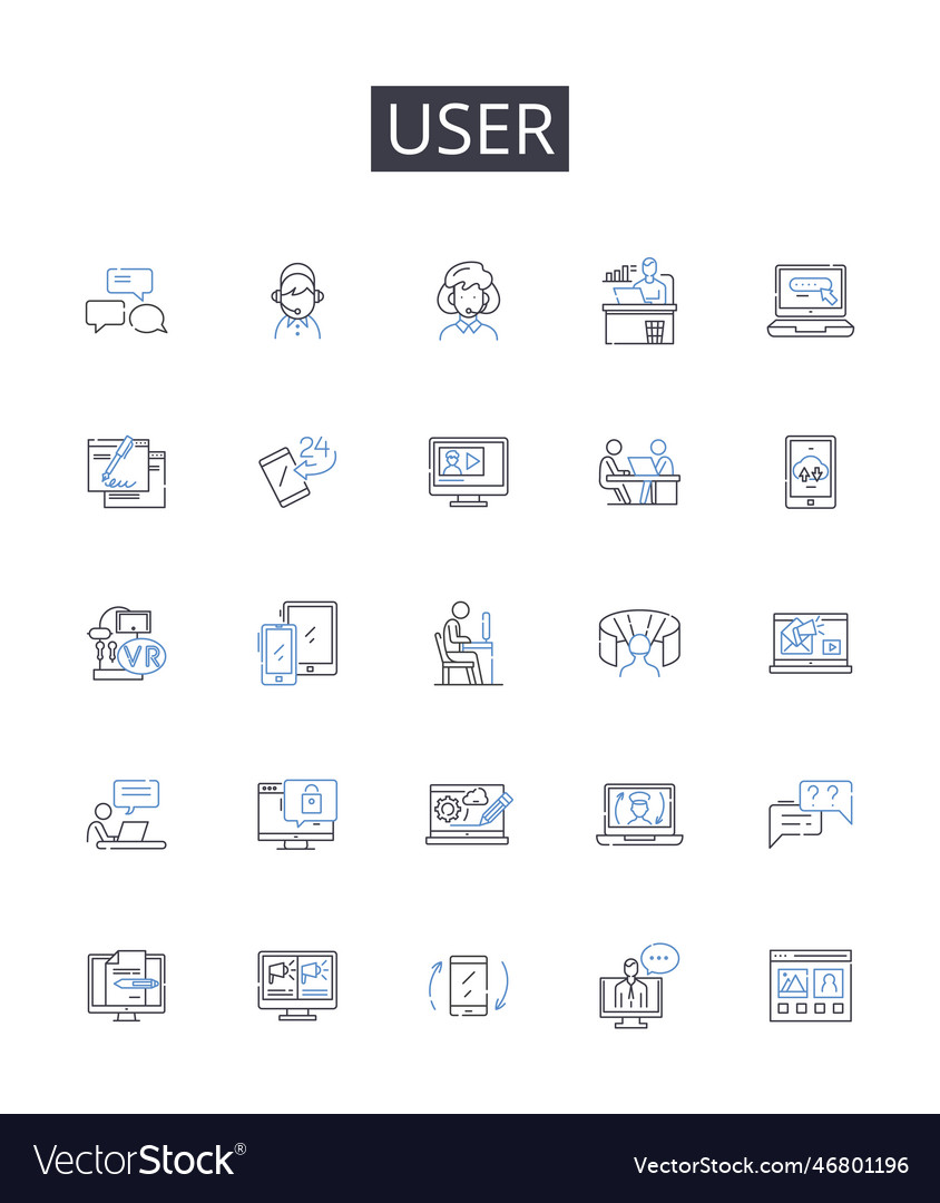 User line icons collection consumer client Vector Image