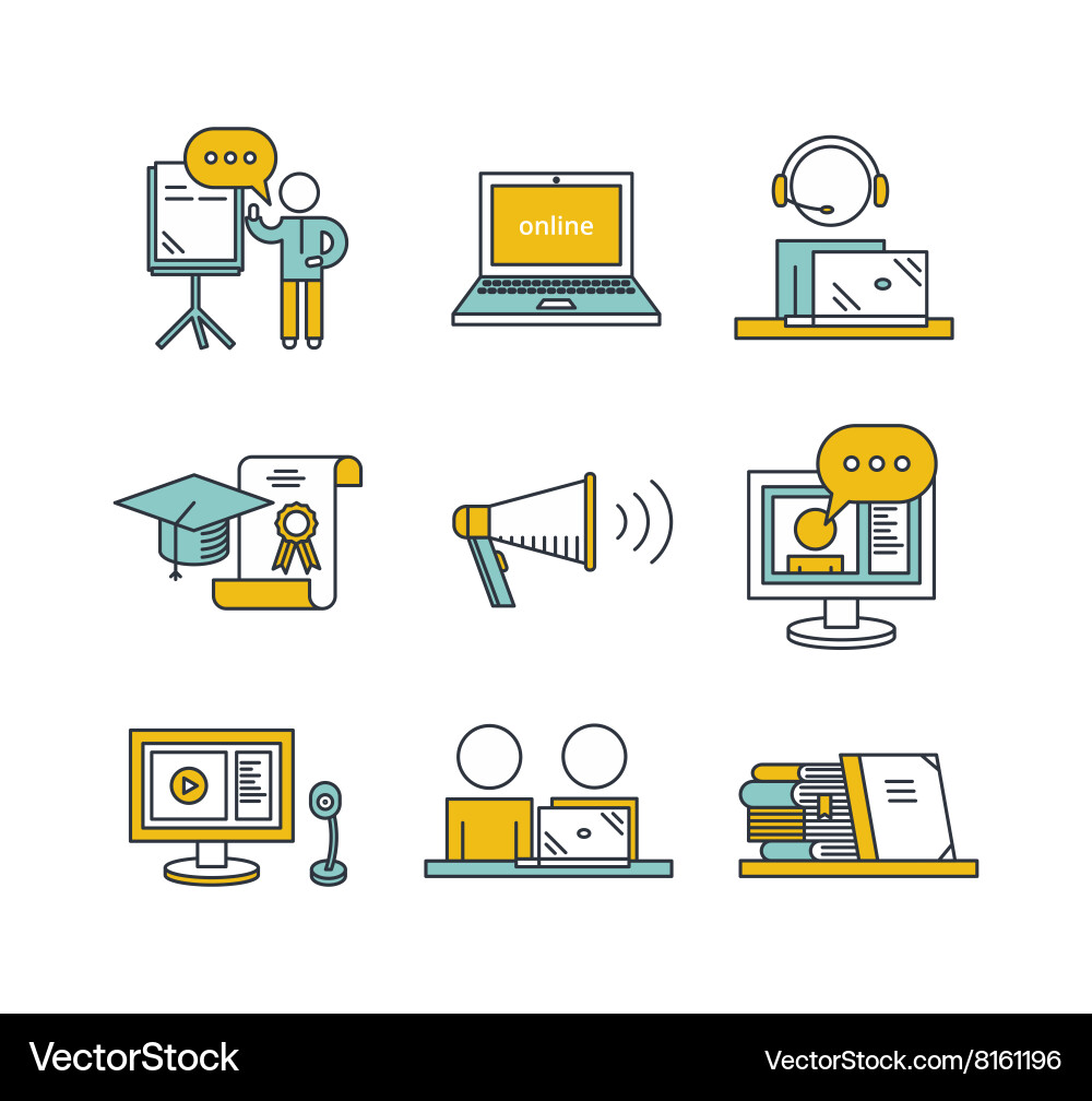 Webinar wector set Royalty Free Vector Image - VectorStock