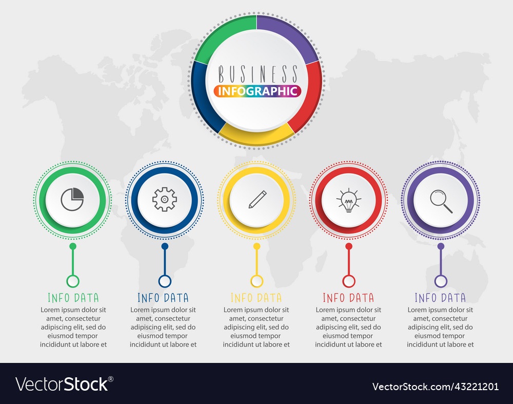 Abstract 3d infographic template with a five Vector Image