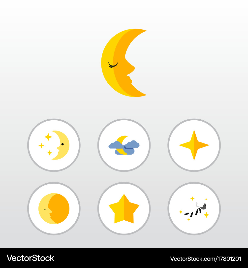 Flat icon bedtime set of star midnight night Vector Image