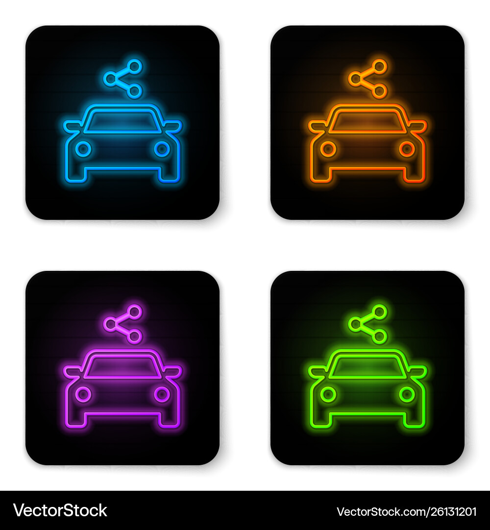 Glowing neon car sharing icon isolated on white Vector Image