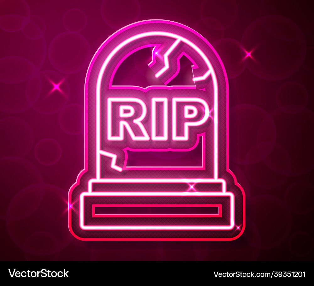 Glowing neon line tombstone with rip written Vector Image