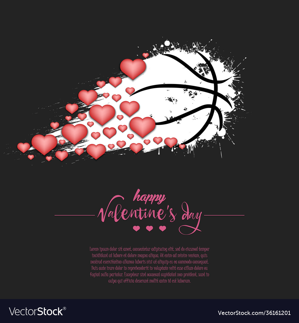 Happy valentines day and basketball ball Vector Image