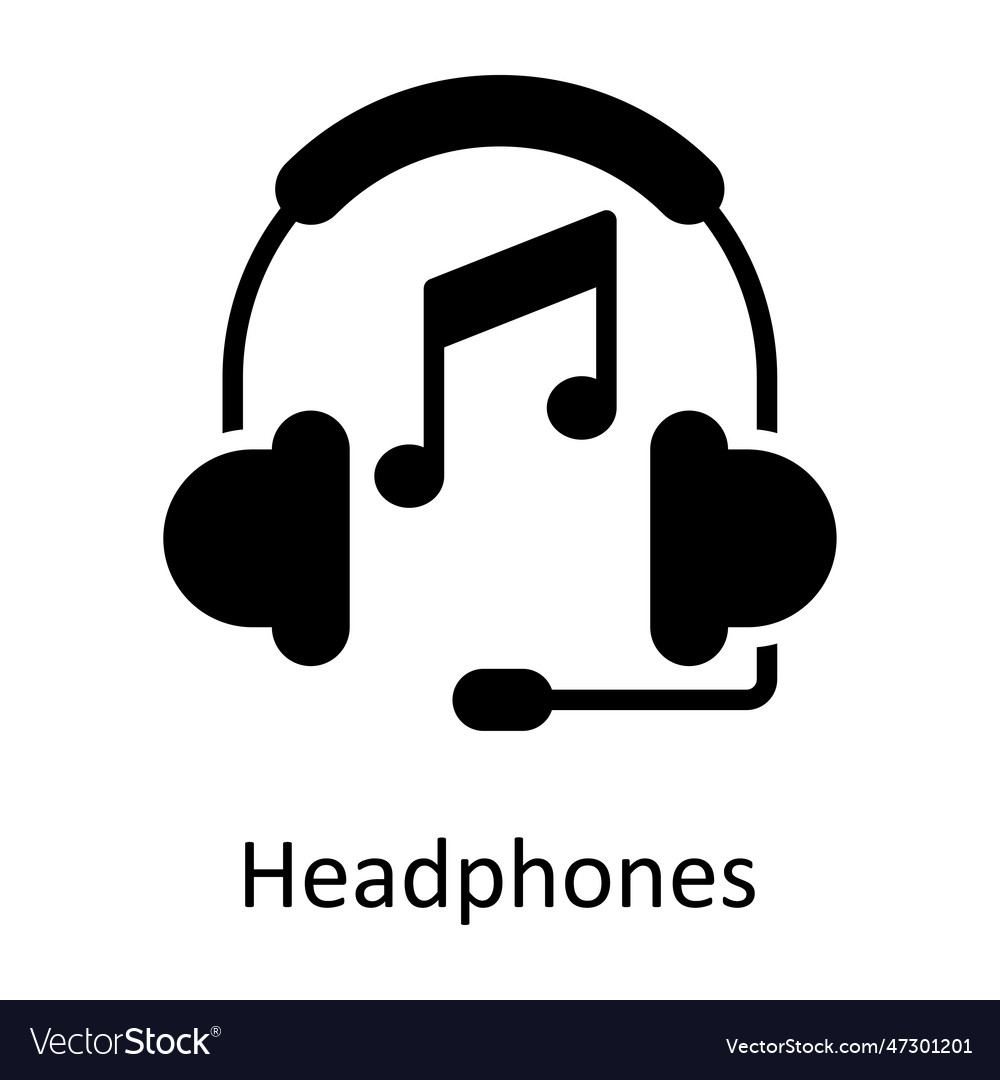 Headphones solid icon design Royalty Free Vector Image