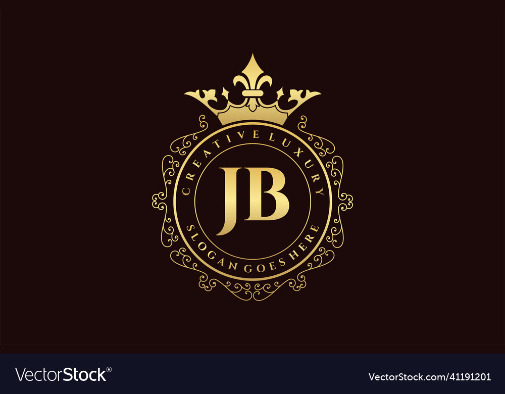 Jb initial letter luxury calligraphic feminine Vector Image