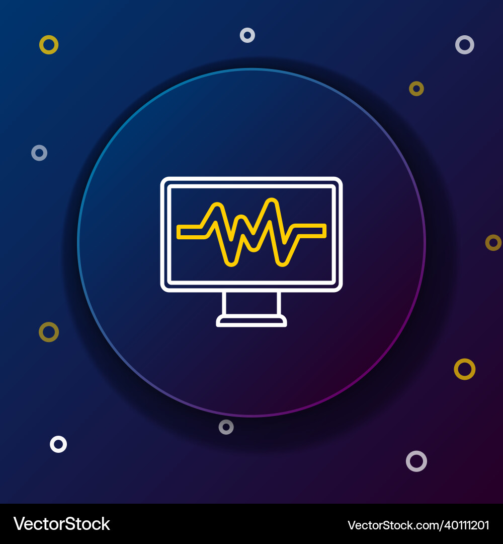 Line computer monitor with cardiogram icon Vector Image