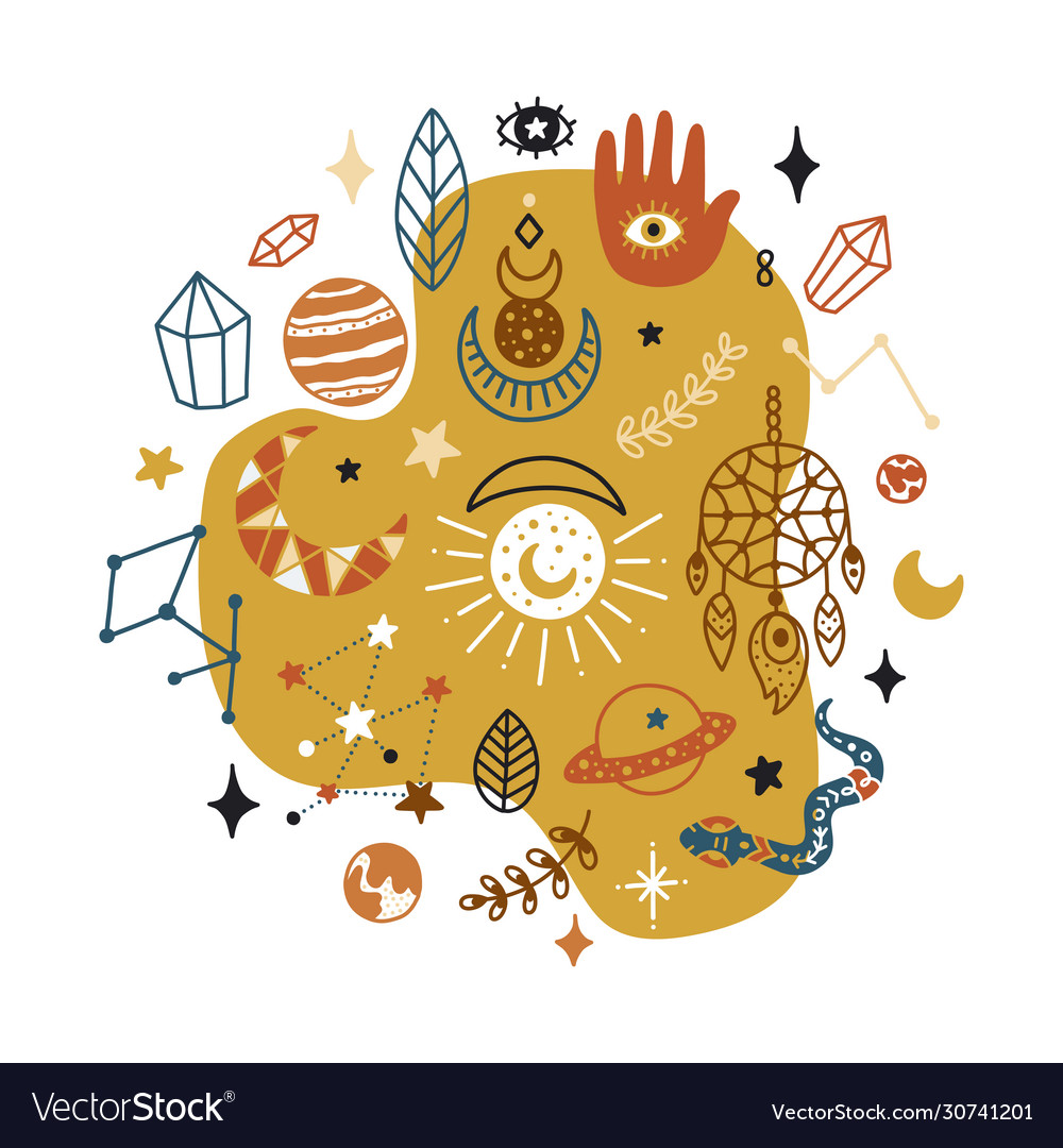 Magical background with decorative elements Vector Image