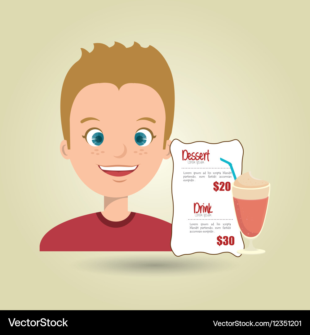 Man cartoon menu food Royalty Free Vector Image