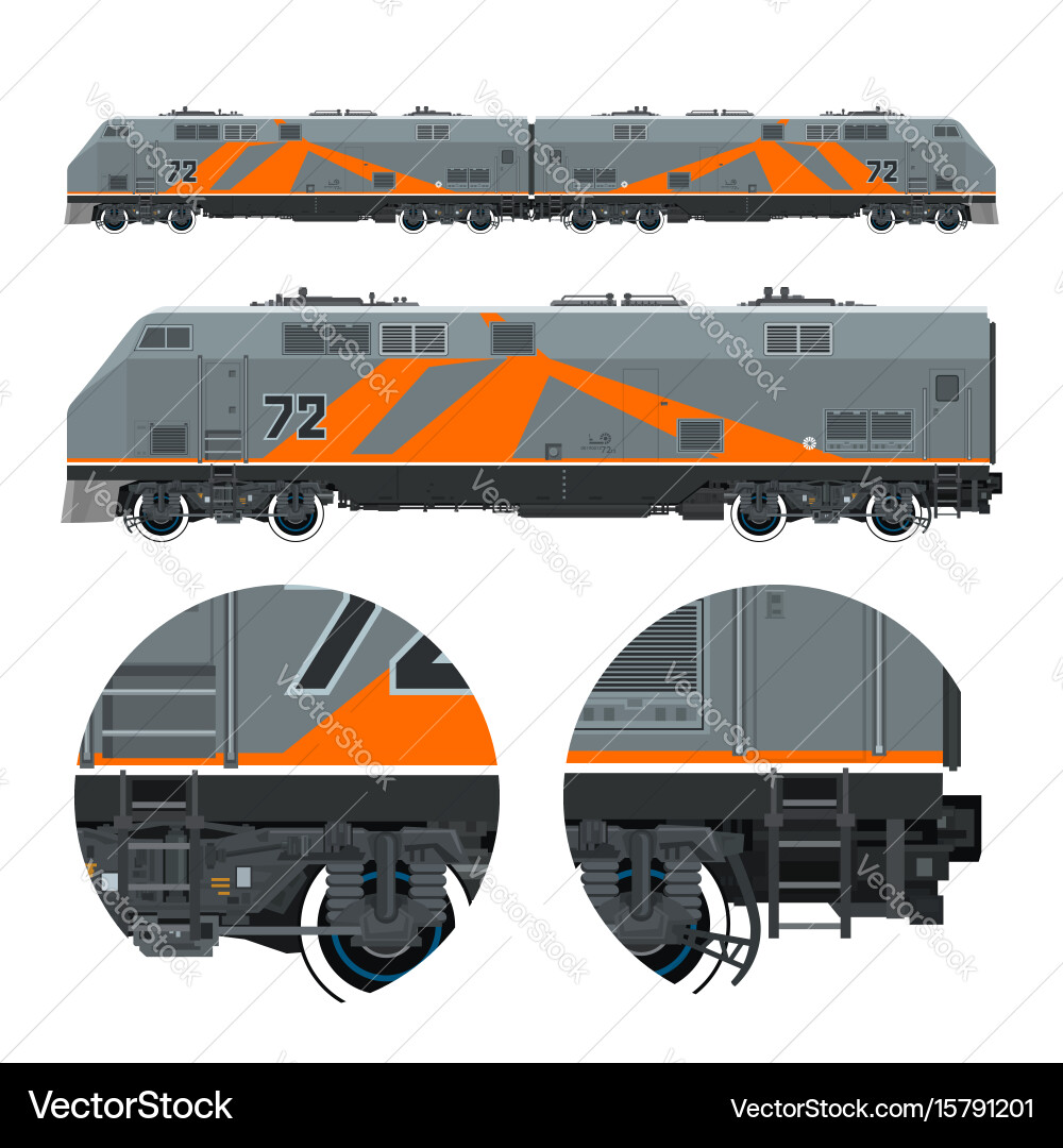Orange locomotive rail transportation Royalty Free Vector