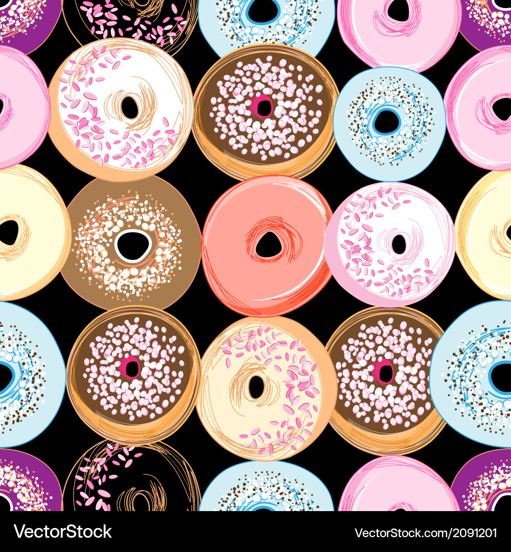 Pattern delicious donuts Royalty Free Vector Image
