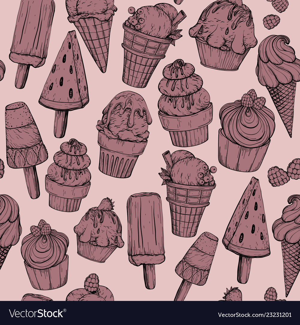 Seamless pattern with ice cream Royalty Free Vector Image