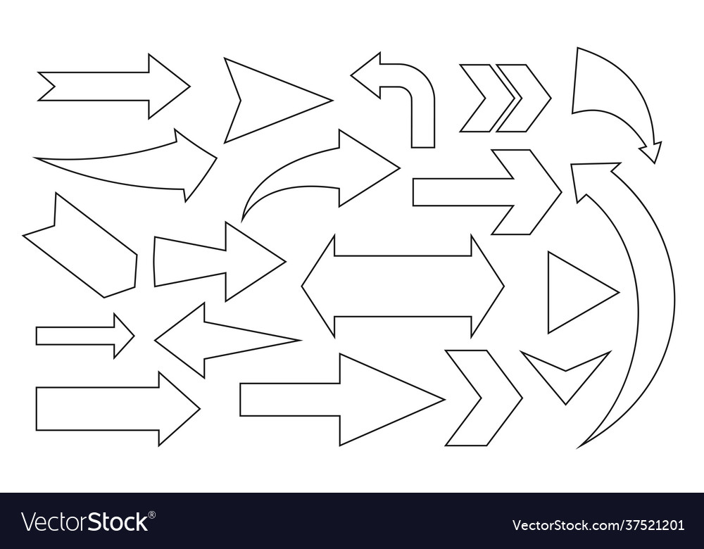 Simple black big linear arrow pointer set Vector Image