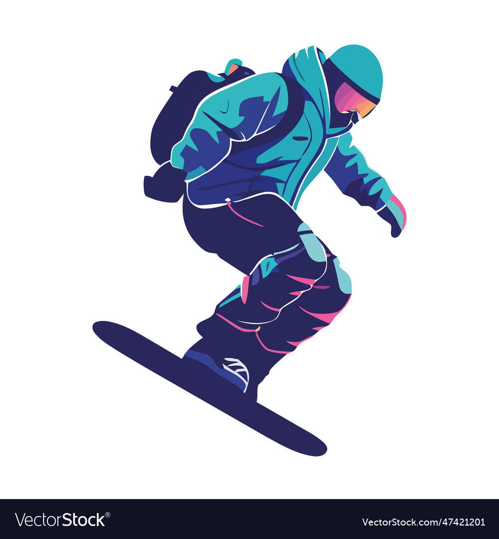 Snowboarding championship man flying down Vector Image