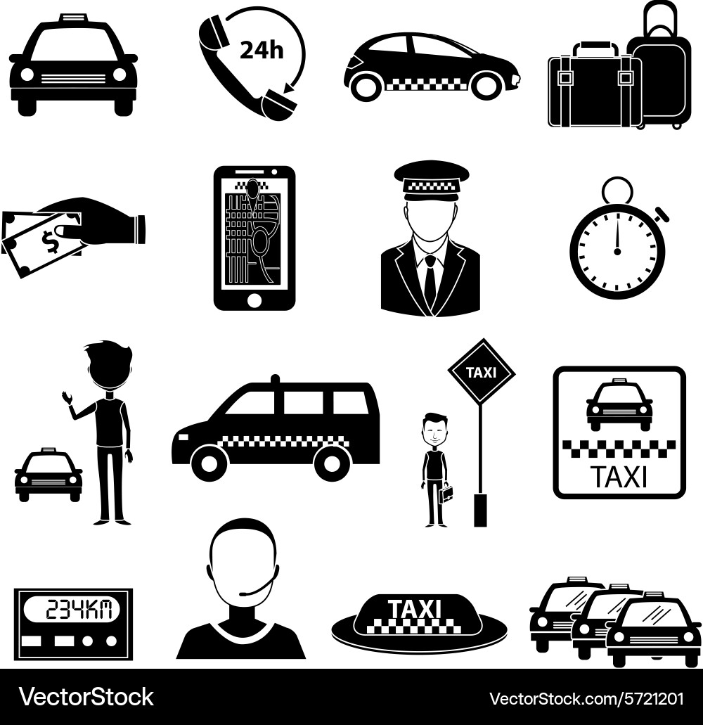 Taxi service icons set Royalty Free Vector Image