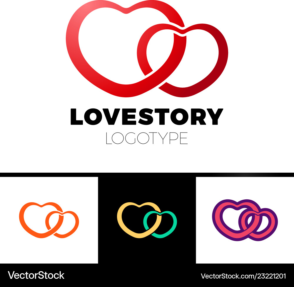 Two hearts logo abstract symbol love logotype Vector Image
