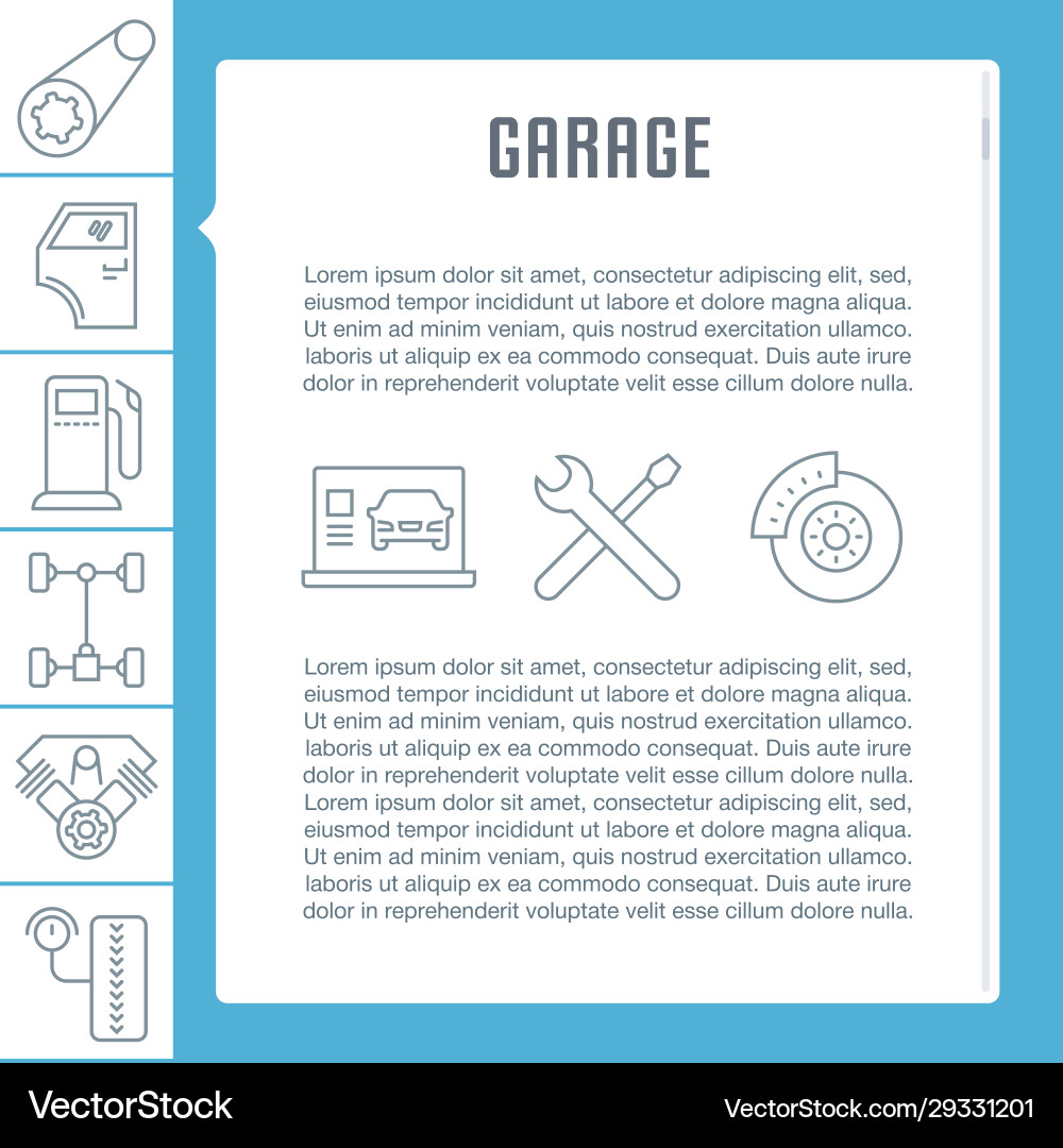 Website banner and landing page garage Royalty Free Vector