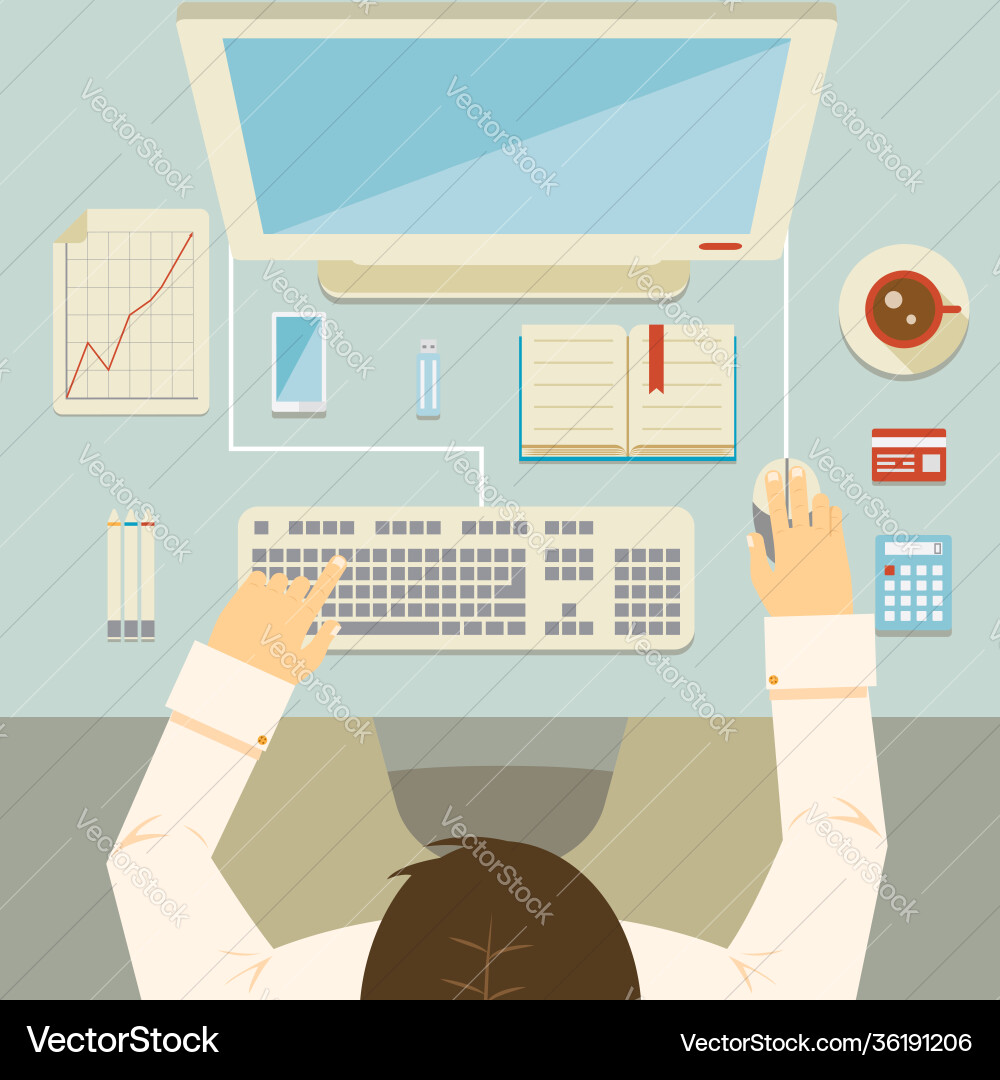 Businessman working at his desk Royalty Free Vector Image