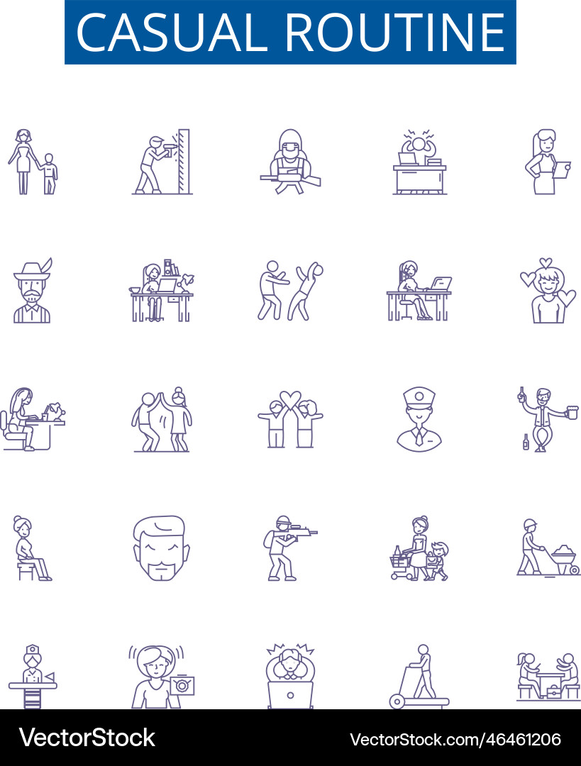 Casual routine line icons signs set design Vector Image