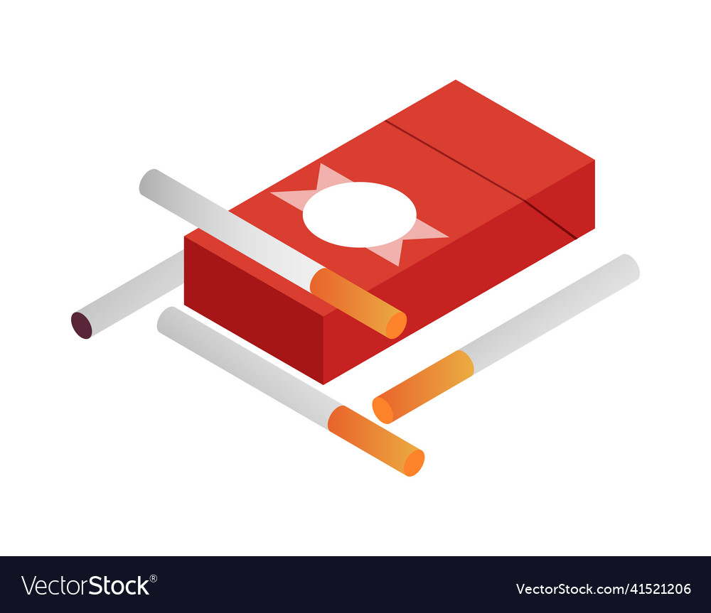 Cigarettes pack isometric composition Royalty Free Vector
