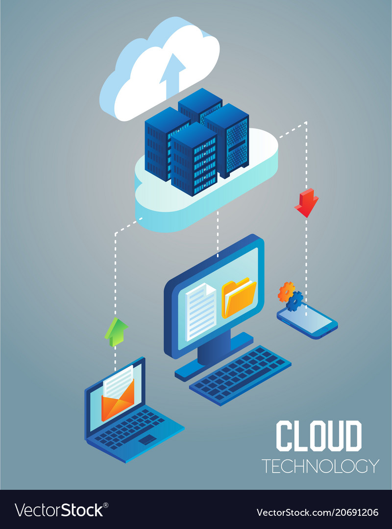 Cloud technology isometric Royalty Free Vector Image