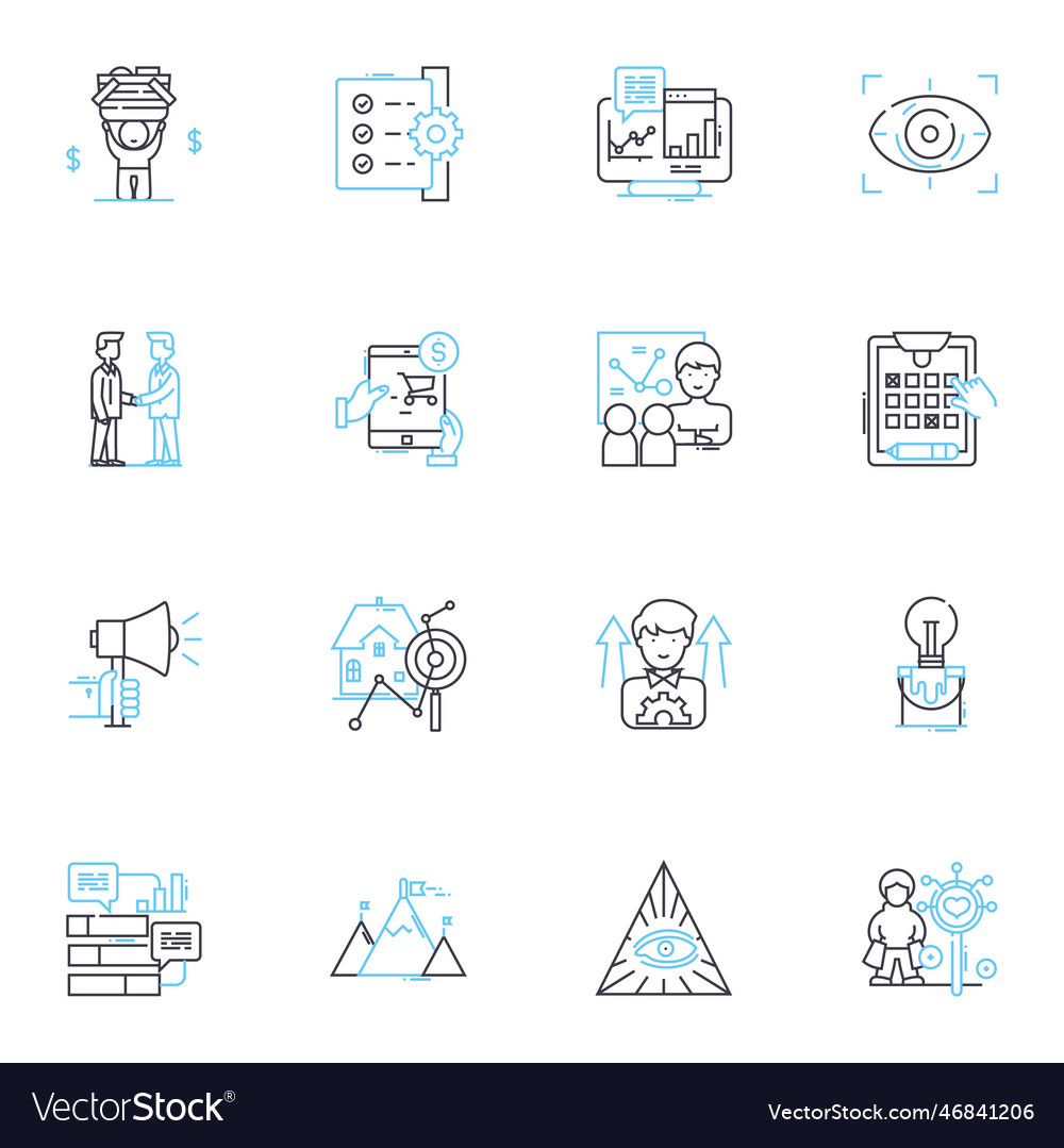 Enterprise strategy linear icons set growth Vector Image Enterprise strategy linear icons set growth Vector Image