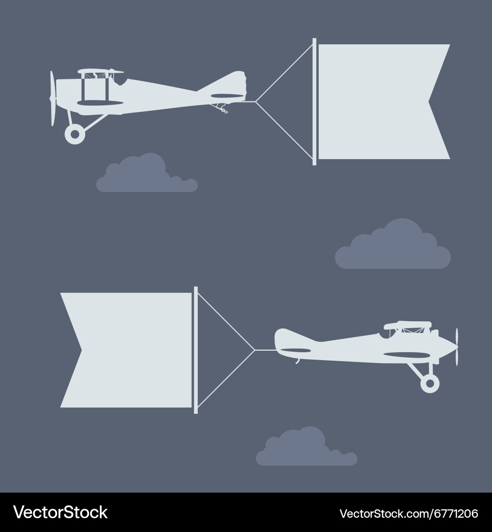 Flying biplanes with blank greetings banner flag Vector Image