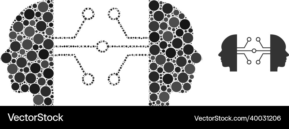 Human network links mosaic of small circles Vector Image
