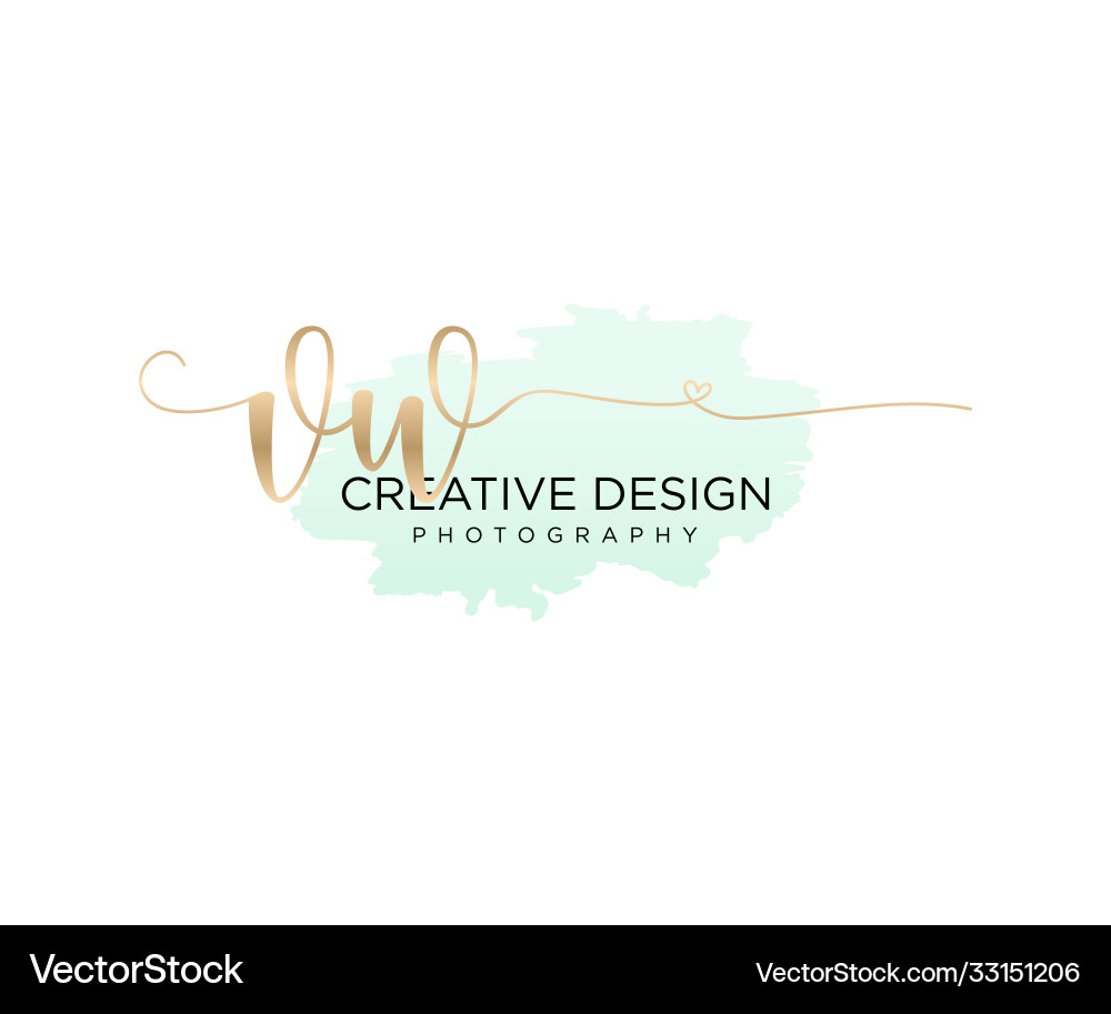 Initial vw handwriting logo with brush template Vector Image