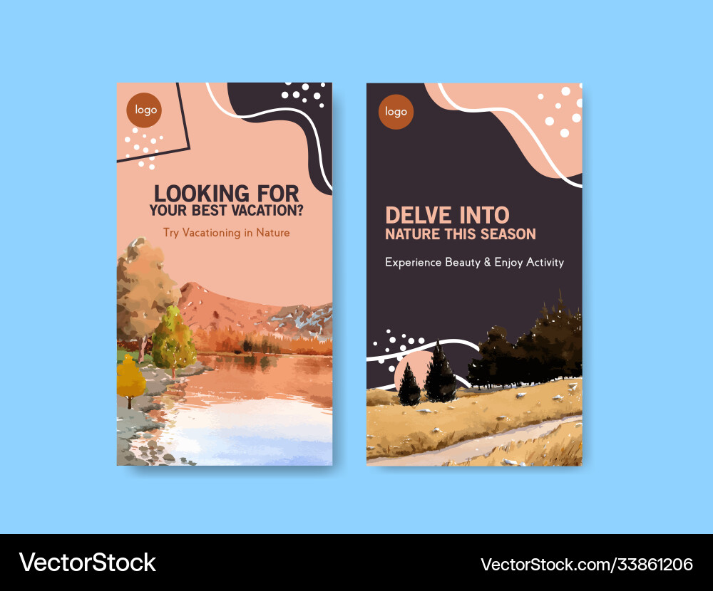 Instagram template with landscape in autumn Vector Image