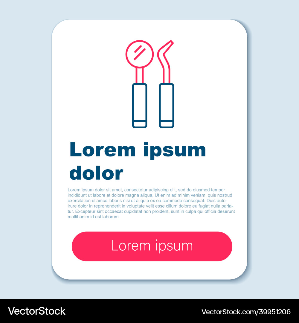 Line dental inspection mirror and probe icon Vector Image