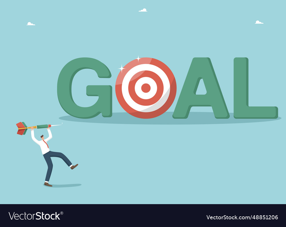 Man throws dart right at the target Royalty Free Vector Man throws dart right at the target Royalty Free Vector