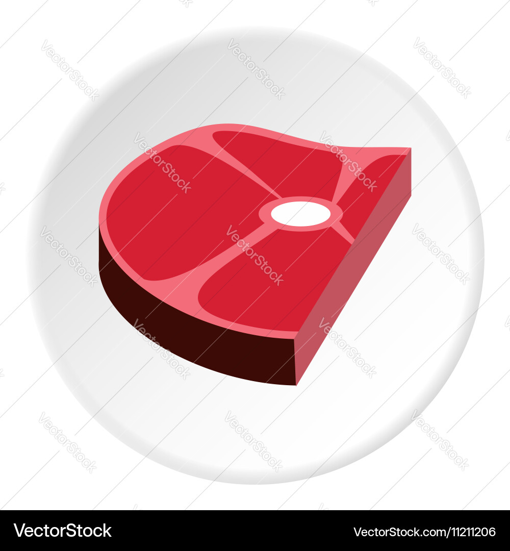 Piece of steak icon flat style Royalty Free Vector Image