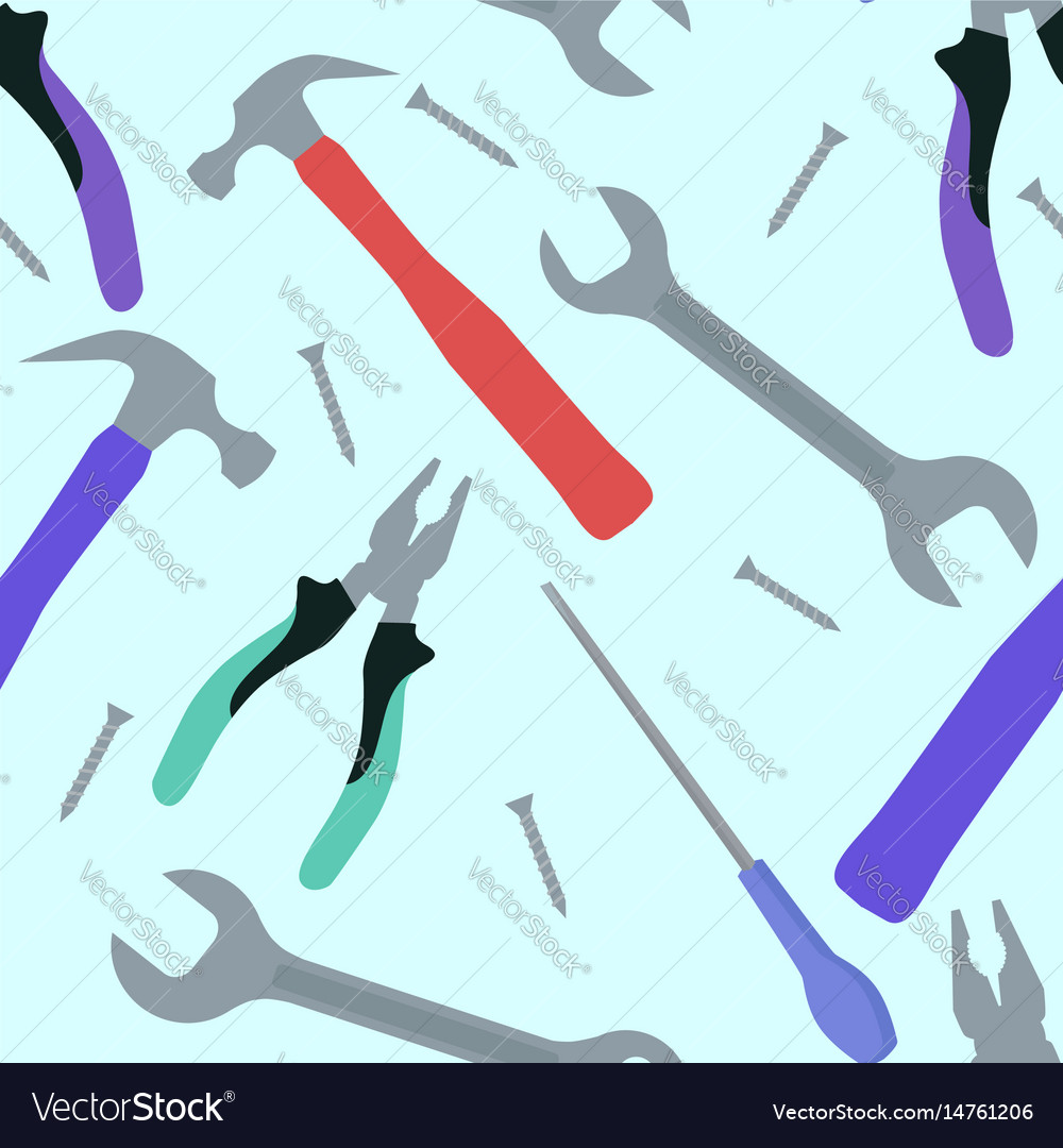 Seamless flat texture with working tools Vector Image
