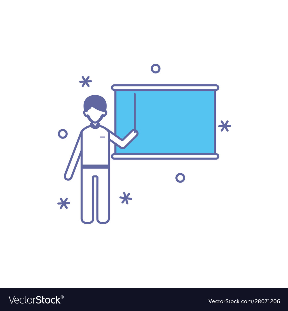 Teacher man with chalkboard fill style icon Vector Image
