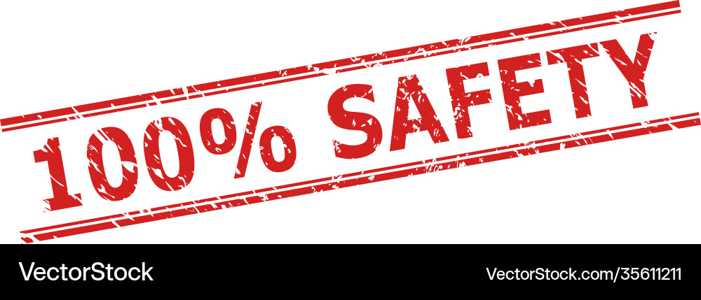 100 percent safety watermark with corroded surface