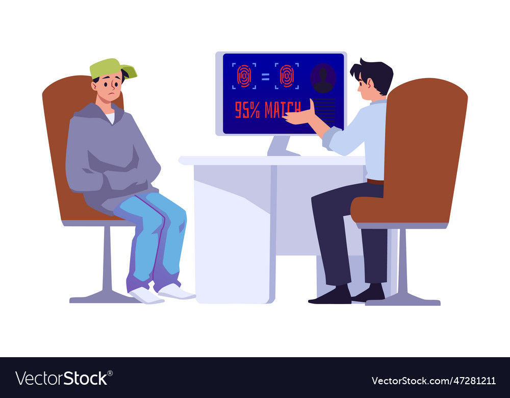 Biometric Fingerprint Identification For Crime Vector Image