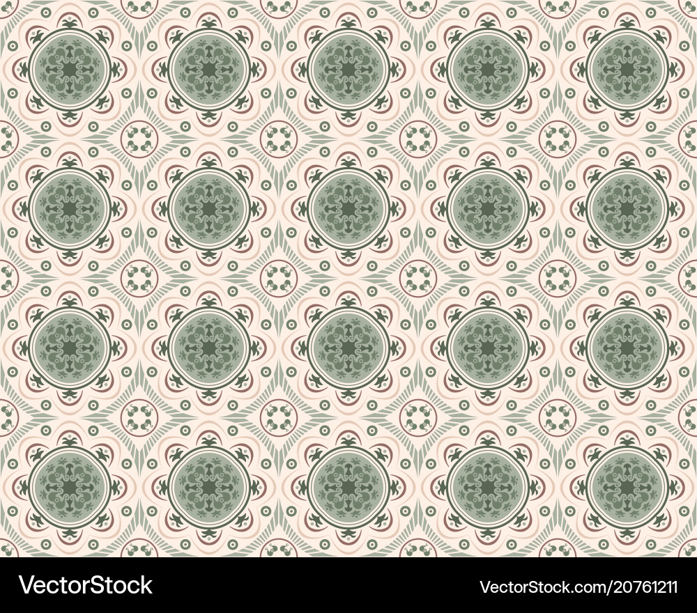 Decorative seamless tiles in green tones Vector Image
