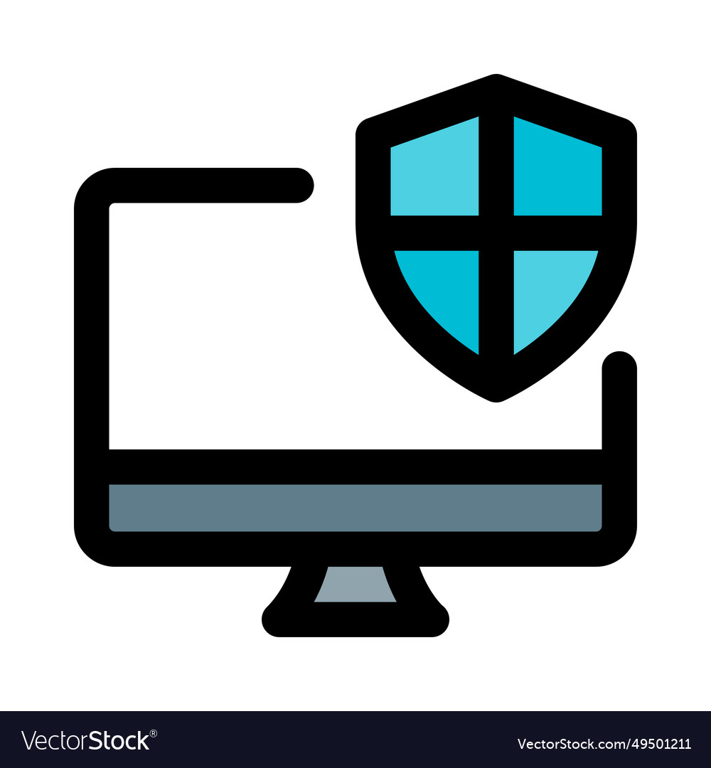 Desktop shield provides security and data Vector Image