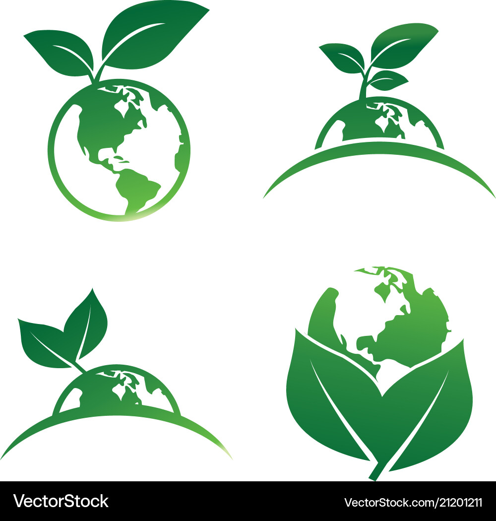 Earth leaf logo design template Royalty Free Vector Image